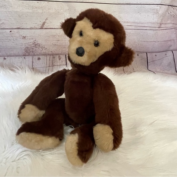 Toys | Vtg Posable Jointed Monkey Plush Brown Stitched Nose Posable ...